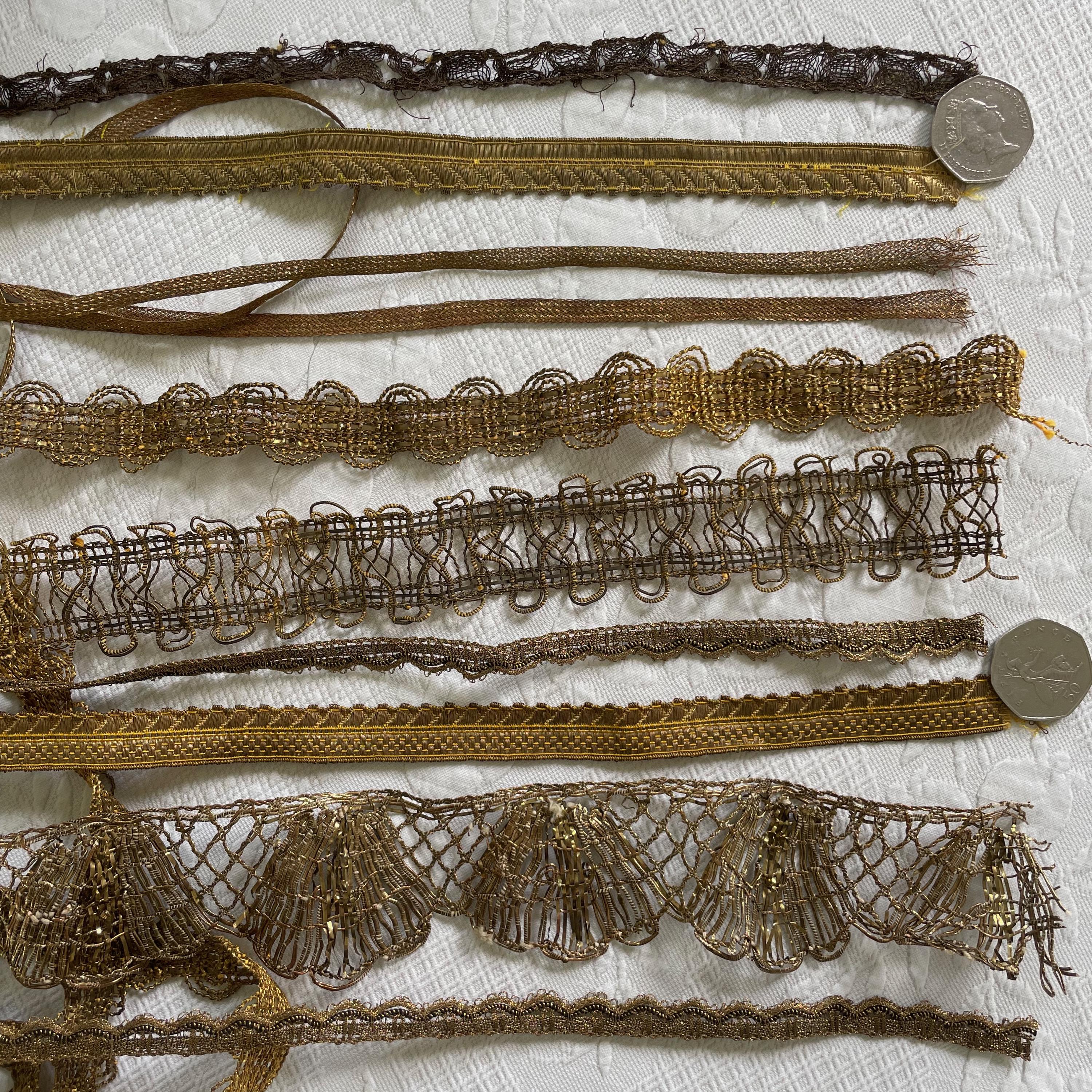 Antique Vintage Gold Passementerie Lace / Metallic Thread Trims, Time ...