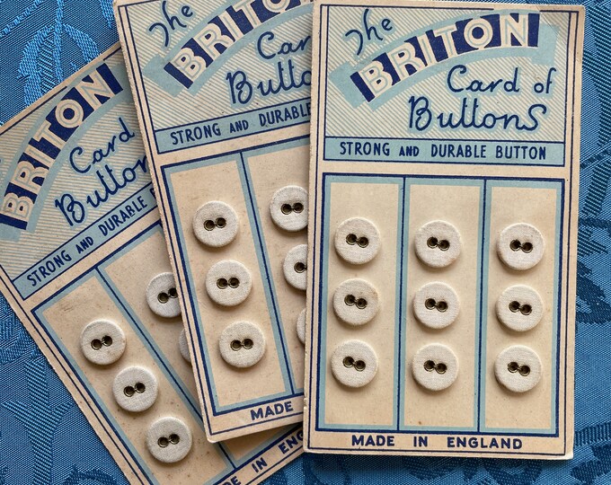 Antique White Linen Buttons, Carded Buttons Suitable for Vintage ...