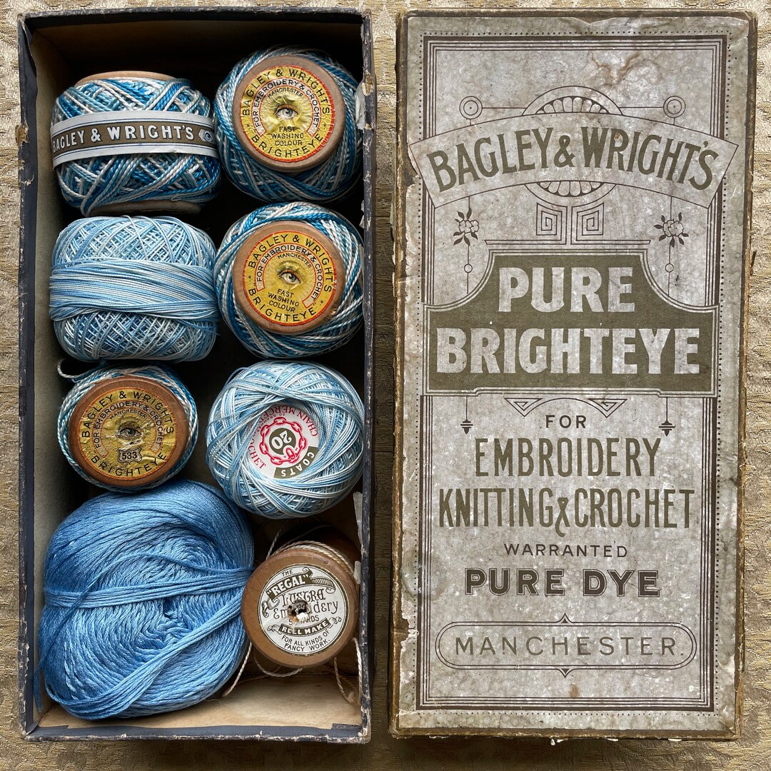 Antique Box Bagley & Wright's Pure Brighteye Wooden Reels, Embroidery ...