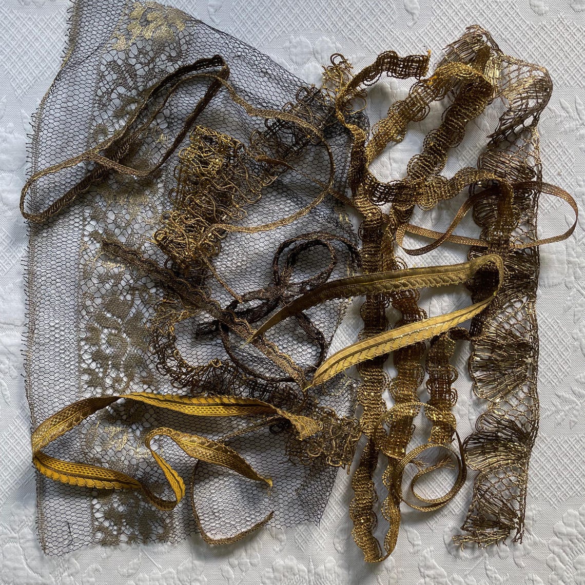 Antique Vintage Gold Passementerie Lace / Metallic Thread Trims, Time ...