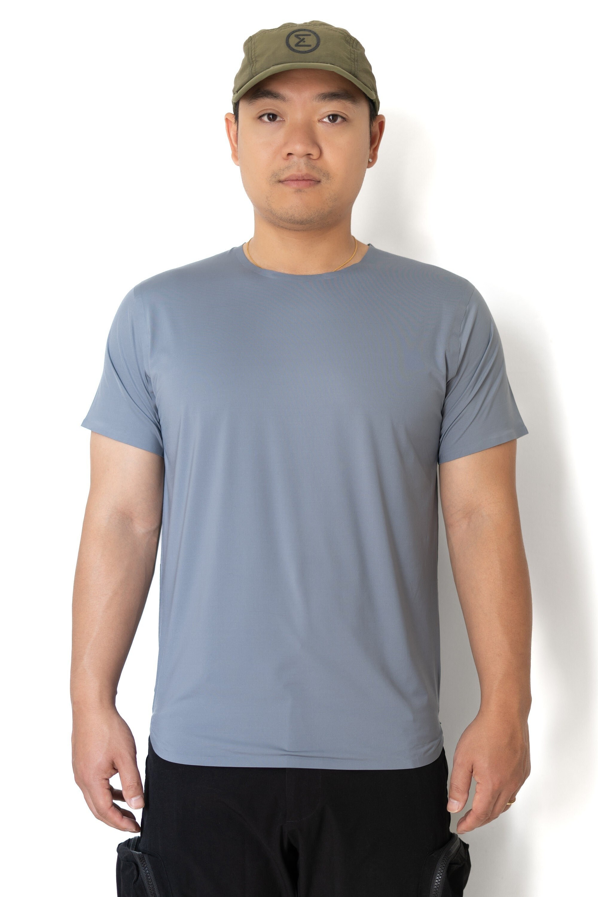 Blue Training T Shirt Light Breathable Perforated Reflective Athletic ...
