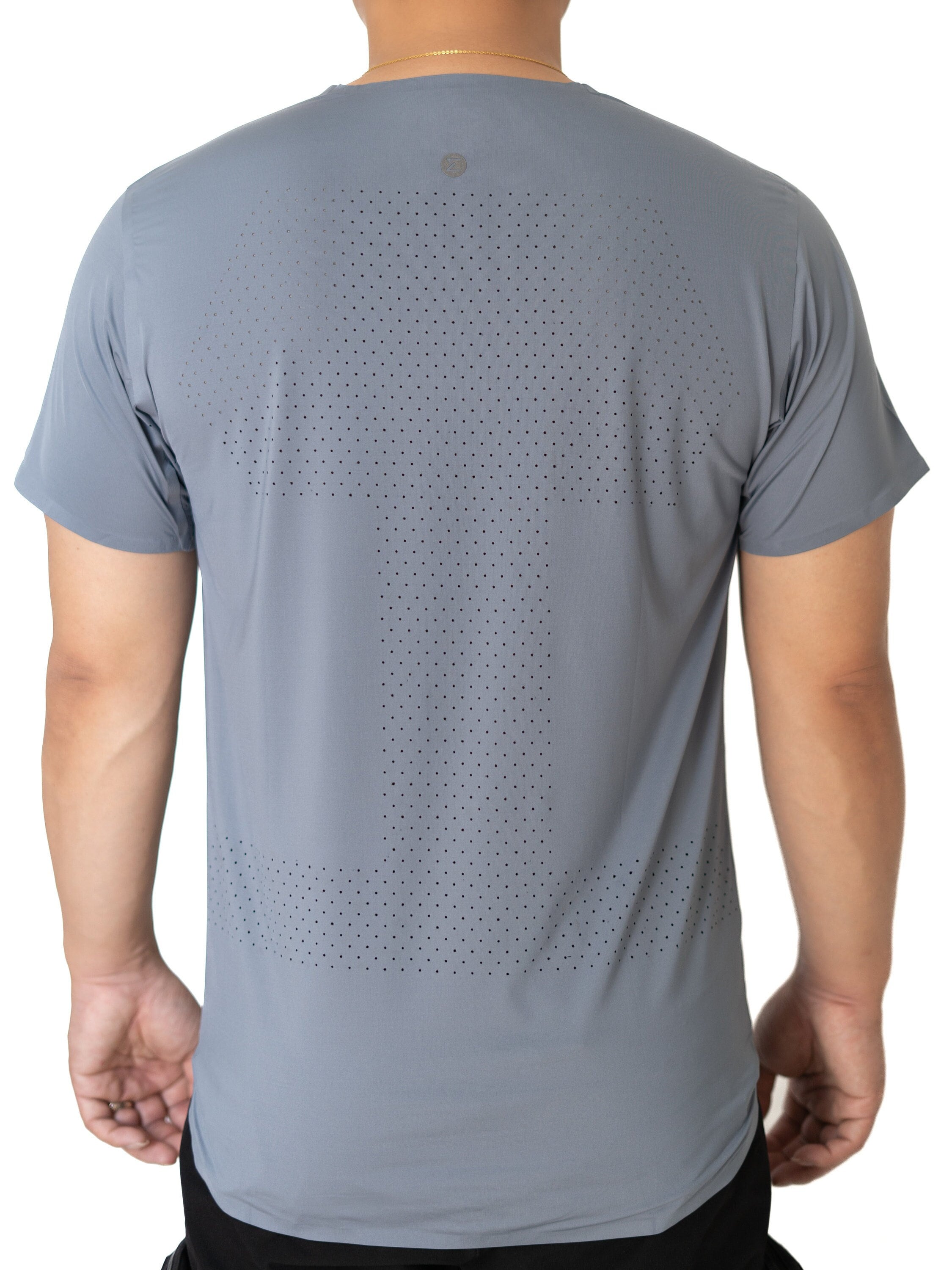 Blue Training T Shirt Light Breathable Perforated Reflective Athletic ...