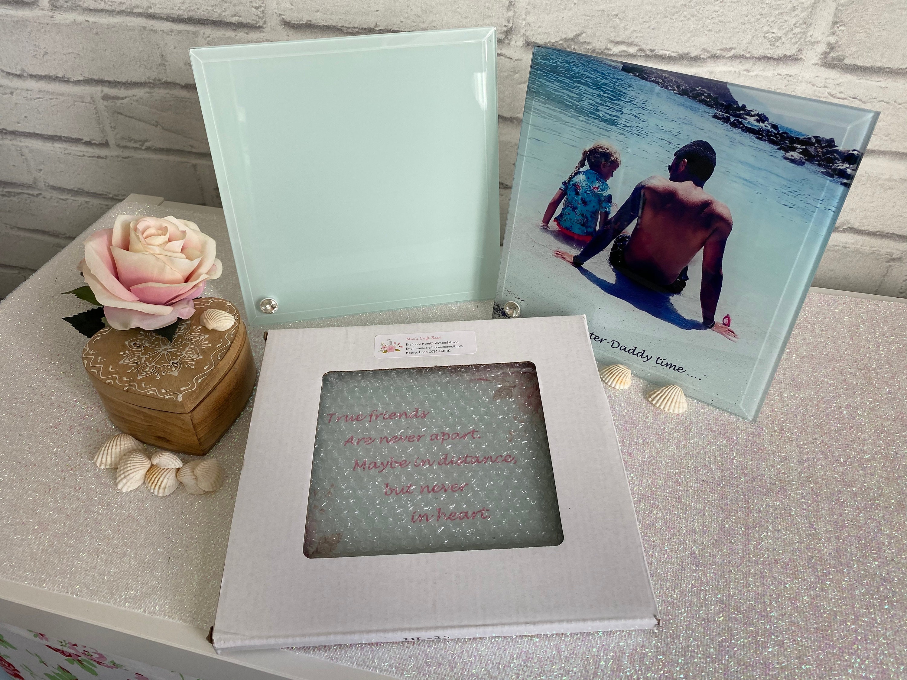 PERSONALISED GLASS PHOTO Frame Quality Toughened Glass 20cm - Etsy UK