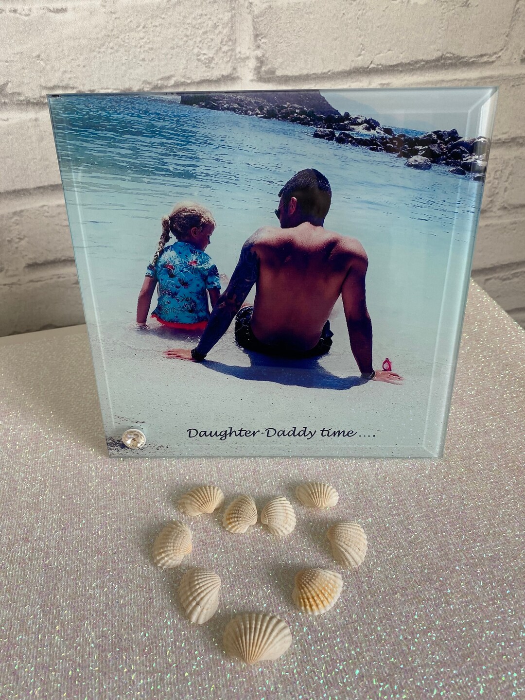 PERSONALISED GLASS PHOTO Frame Quality Toughened Glass 20cm Square With ...