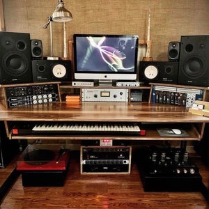 Fixed-height MUSIC STUDIO DESK | A-frame Steel Base | Keyboard Tray ...