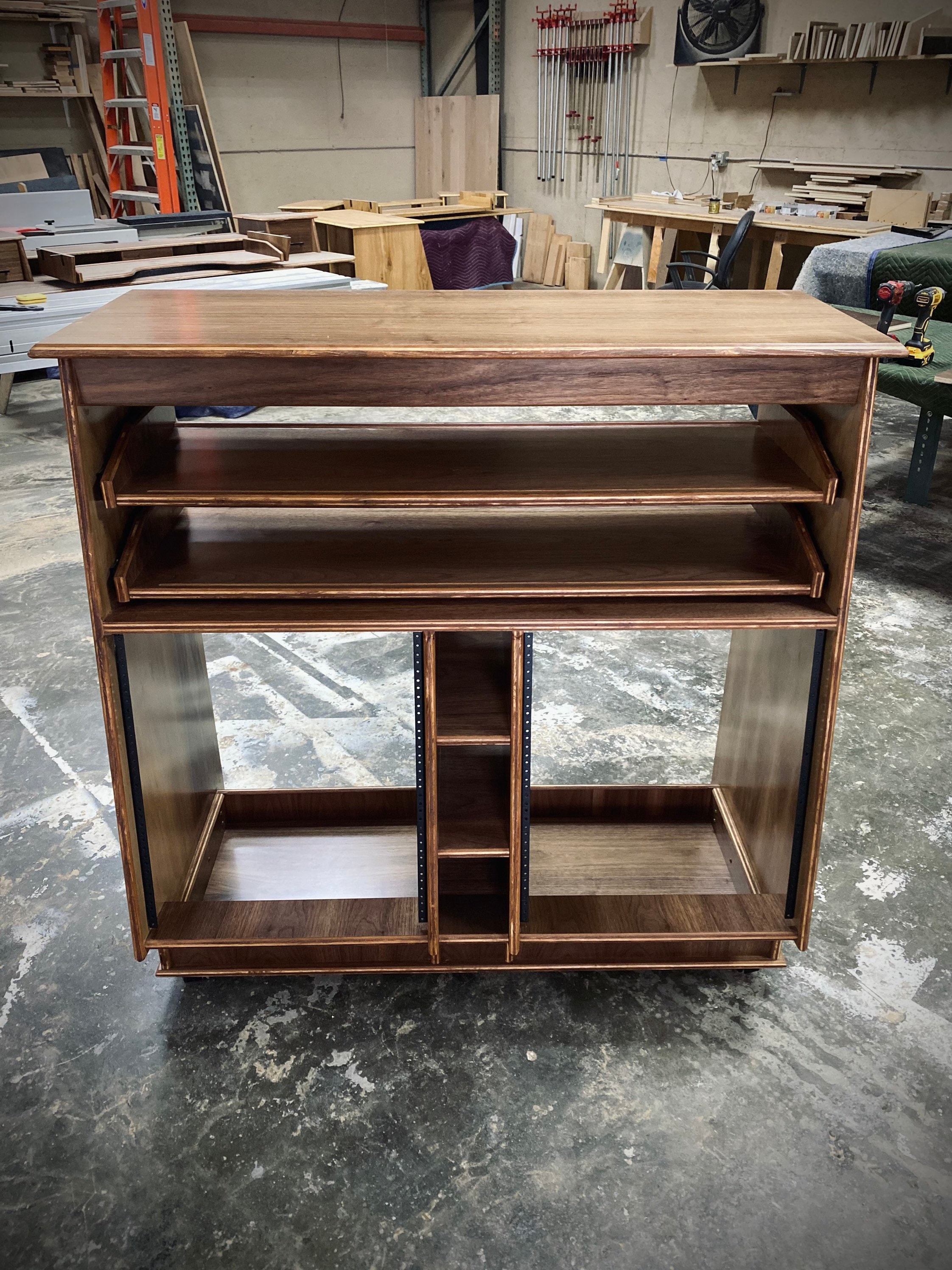 DUAL 8-12U Slanted SIDECAR Audio Rack | (1-2) 43” Keyboard Trays ...