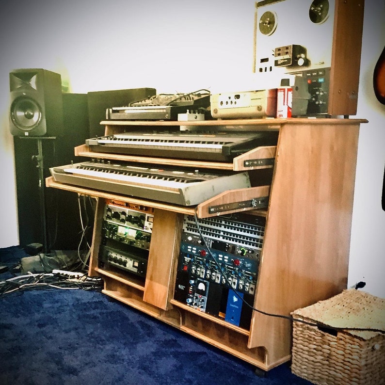 DUAL 8-12U Slanted SIDECAR Audio Rack | (1-2) 43” Keyboard Trays ...