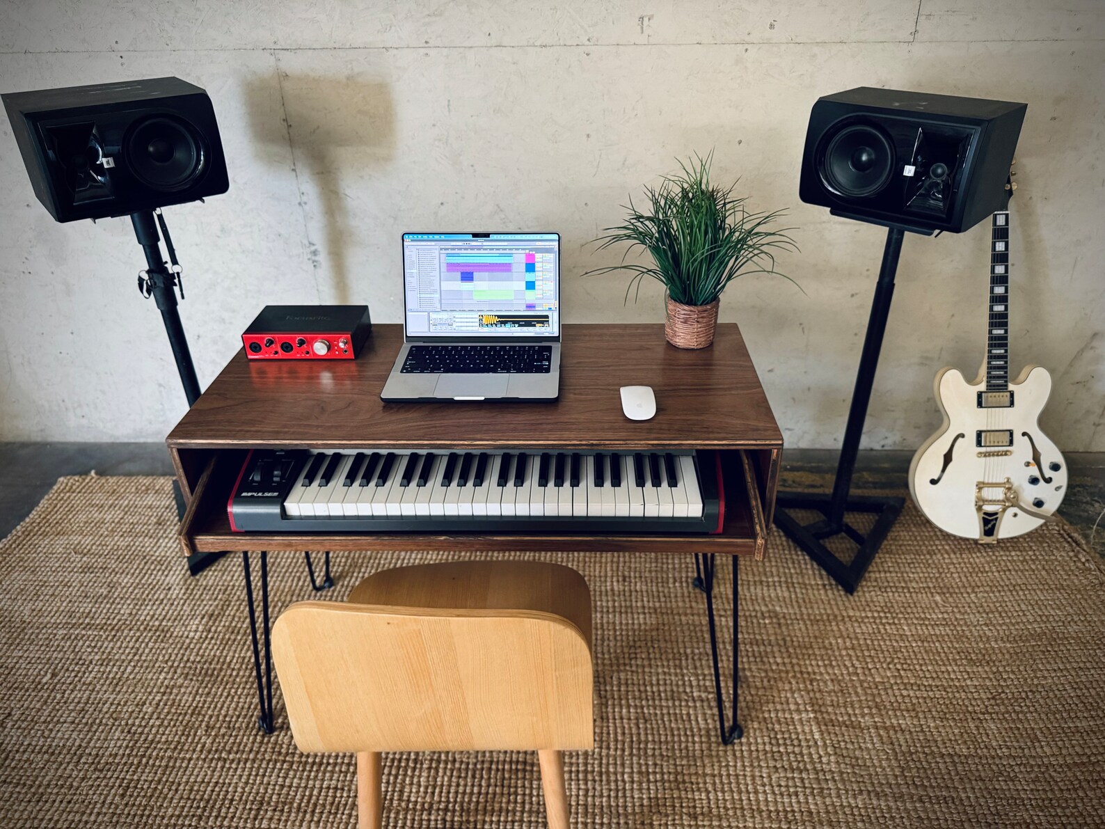 Small Workstation / Side Table W/ 36-44" Pull-out Keyboard Tray - Etsy