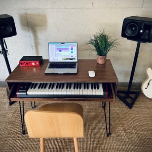 Small Workstation / Side Table W/ 36-44" Pull-out Keyboard Tray - Etsy