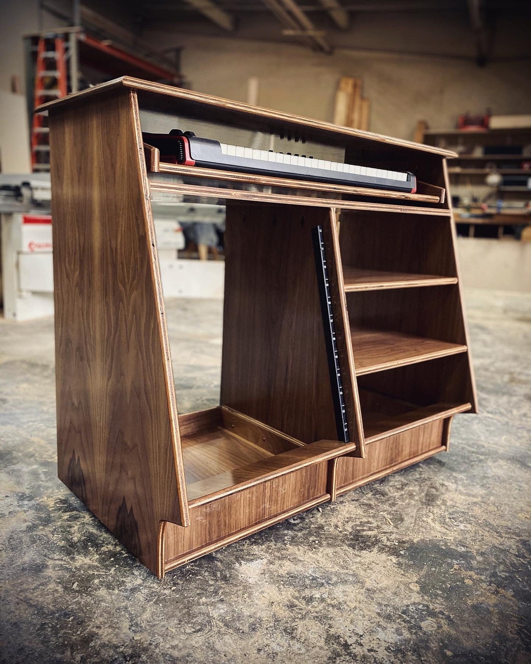 8-12U Slanted SIDECAR Audio Rack | Keyboard Tray for a 49/61 | Storage ...