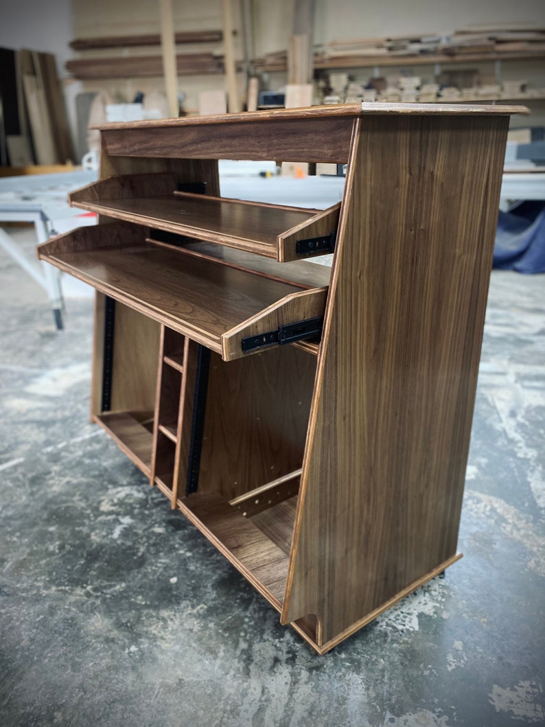 DUAL 8-12U Slanted SIDECAR Audio Rack | (1-2) 43” Keyboard Trays ...