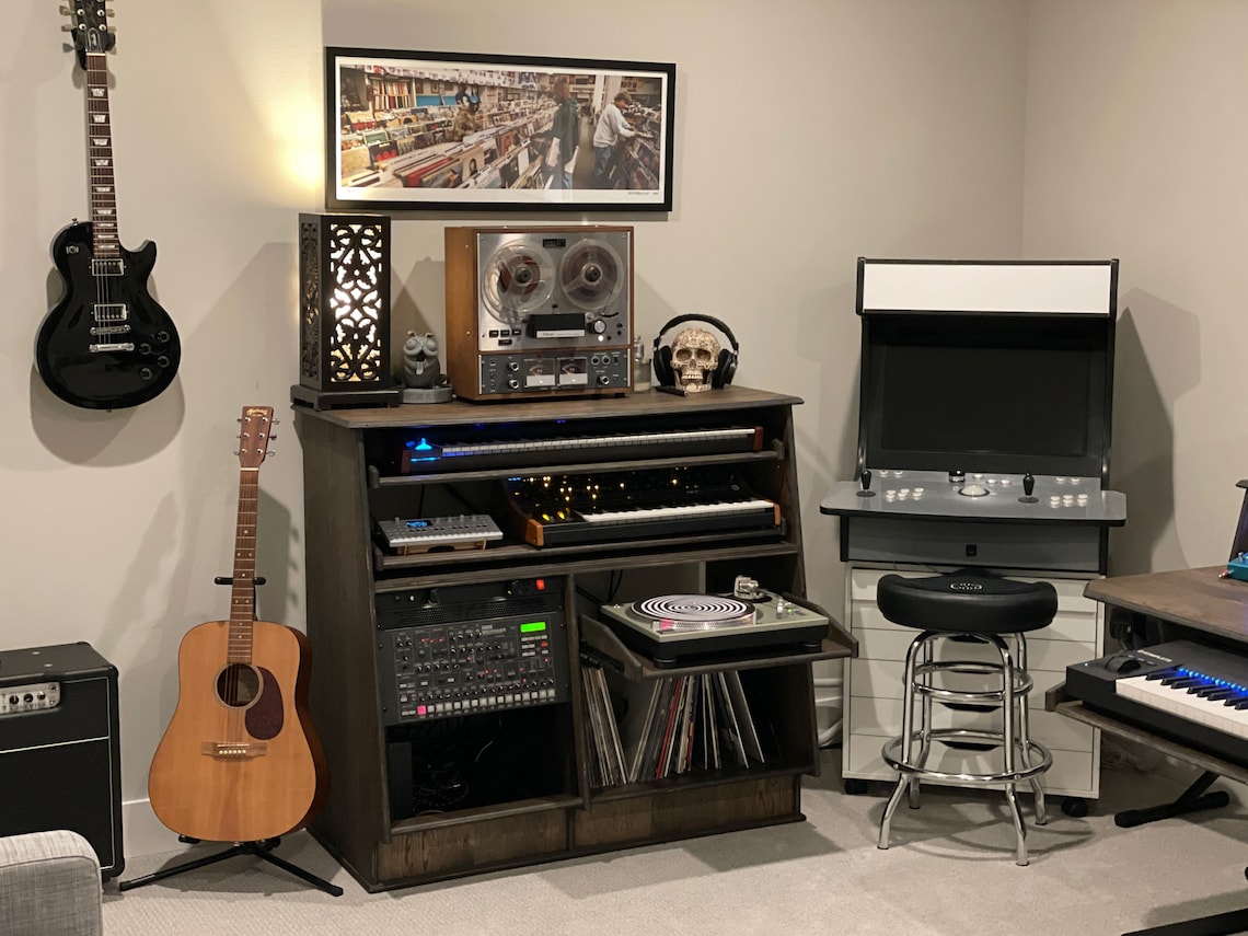 8-12U Slanted SIDECAR Audio Rack | (2) 43” Keyboard Trays | Storage ...