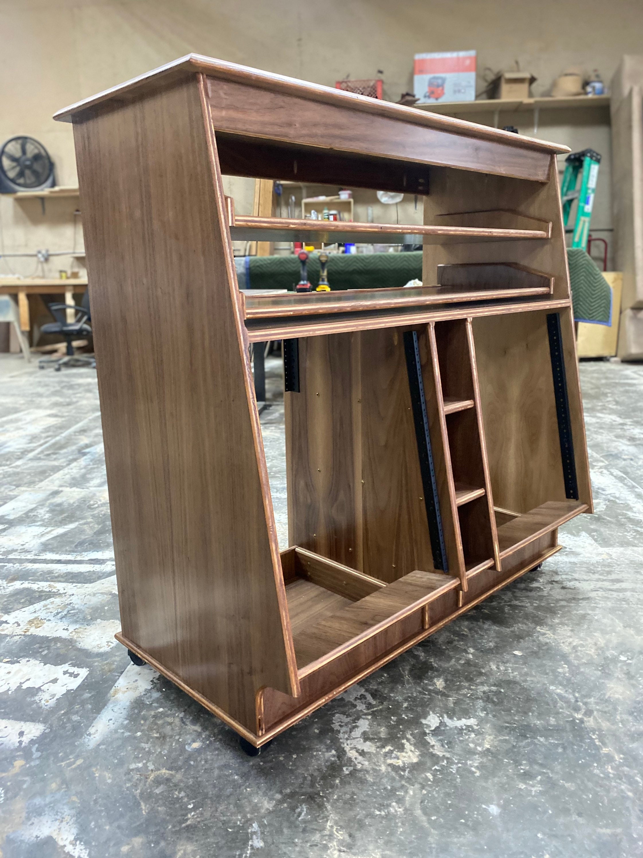 DUAL 8-12U Slanted SIDECAR Audio Rack | (1-2) 43” Keyboard Trays ...