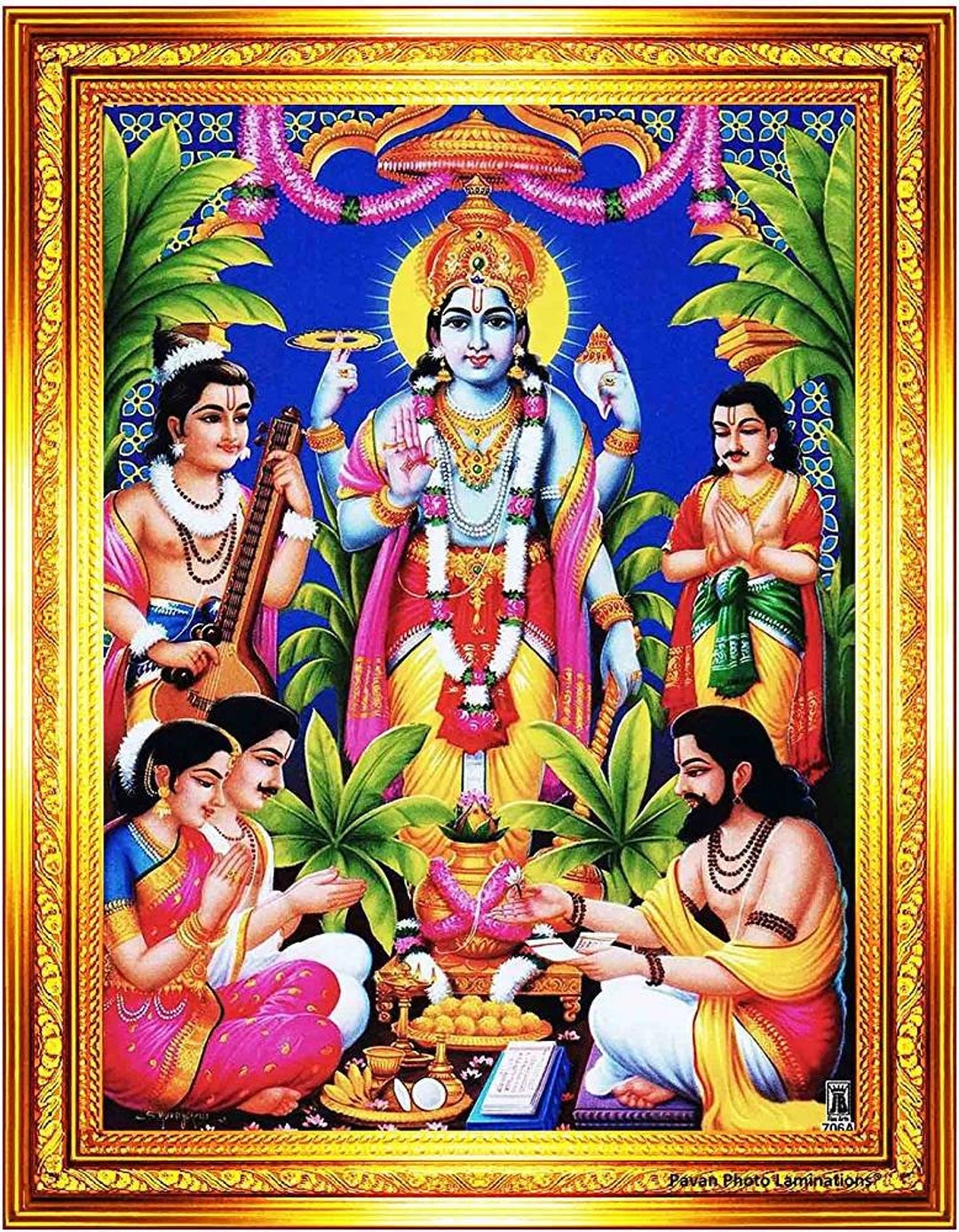 Buy Satyanarayana Swamy Bhagwan Satyanarayan Satya Sathya Narayan Narayana Ji Painting Home Wall ...
