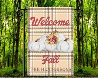Personalized Monogram Fall Welcome Garden FLAG ONLY, Custom Autumn ...