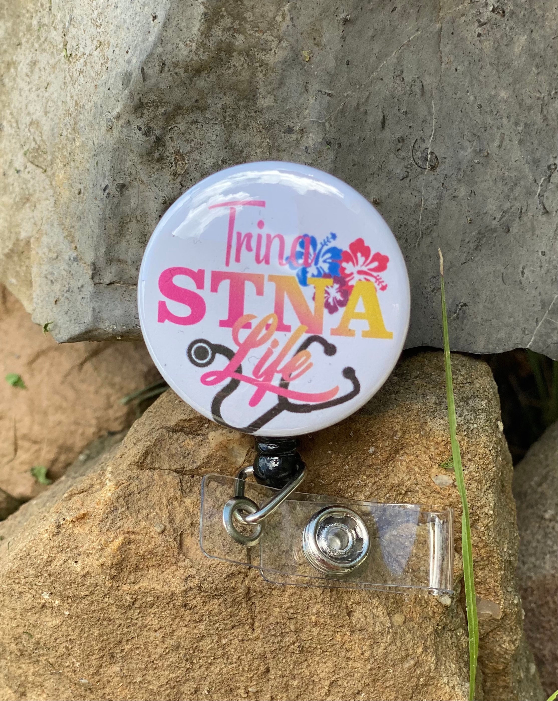 Personalized STNA Floral Retractable Badge Reel Belt or | Etsy