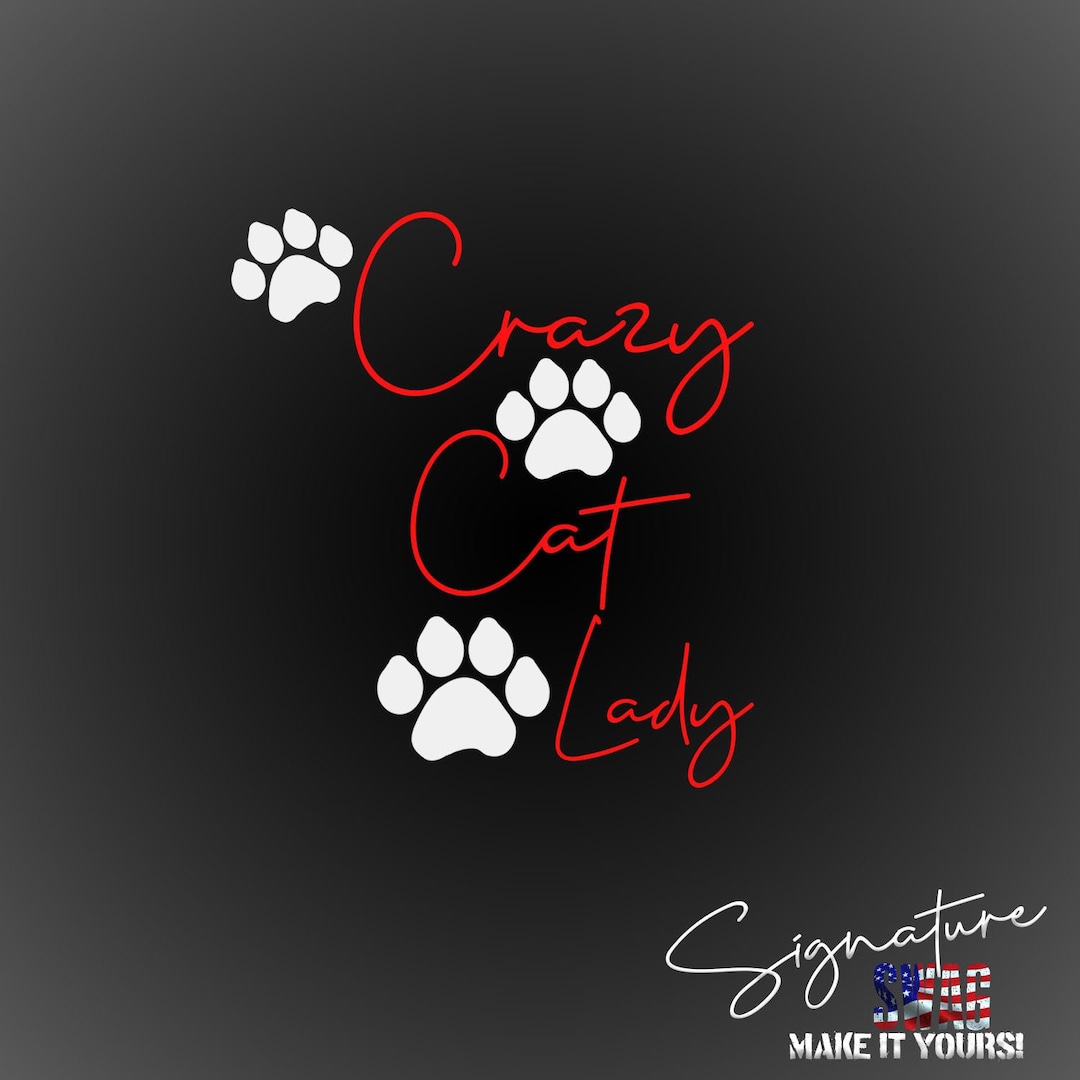 Personalized Crazy Cat Lady Vinyl Car Decal, 9 Colors Available - Etsy