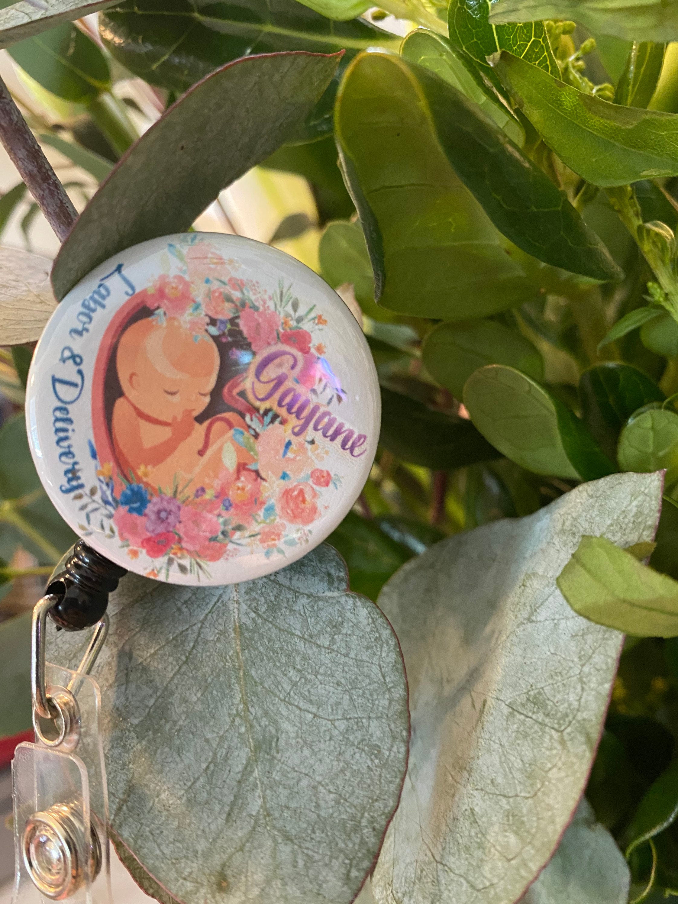 Personalized Floral Fetus Labor and Delivery Retractable Badge | Etsy