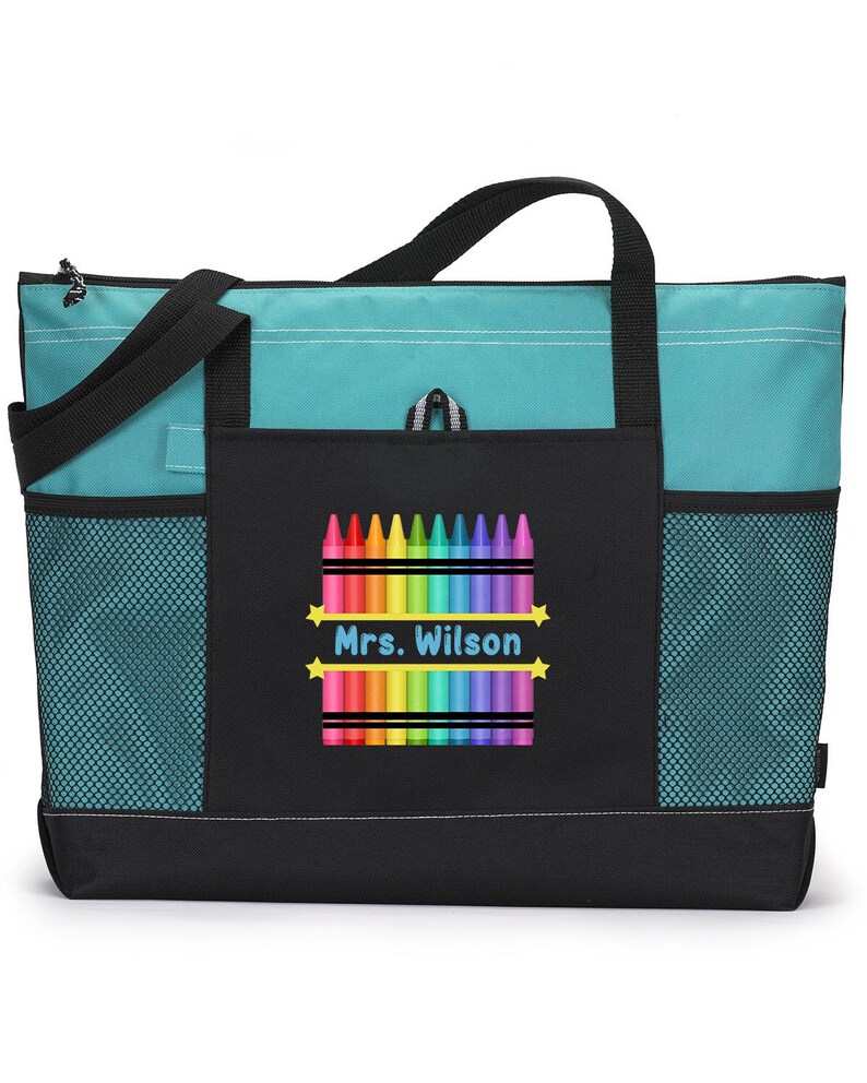 Personalized Teacher Crayon Tote Bag Available in 7 Colors - Etsy