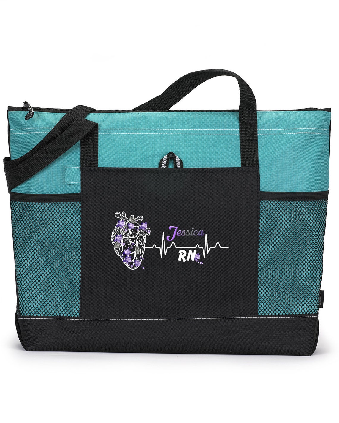 Personalized Zen Heart EKG Tote Bag Available in 7 Colors - Etsy