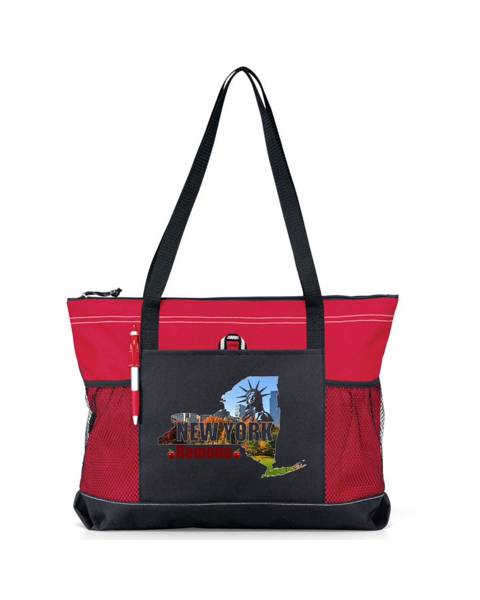 Personalized New York Apple Tote Bag Available in 7 Colors | Etsy
