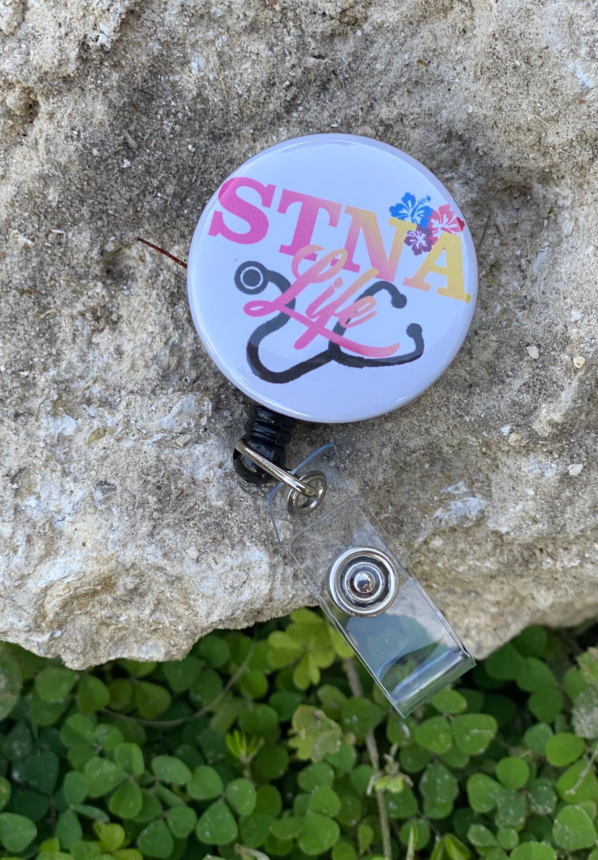 Personalized STNA Floral Retractable Badge Reel Belt or | Etsy