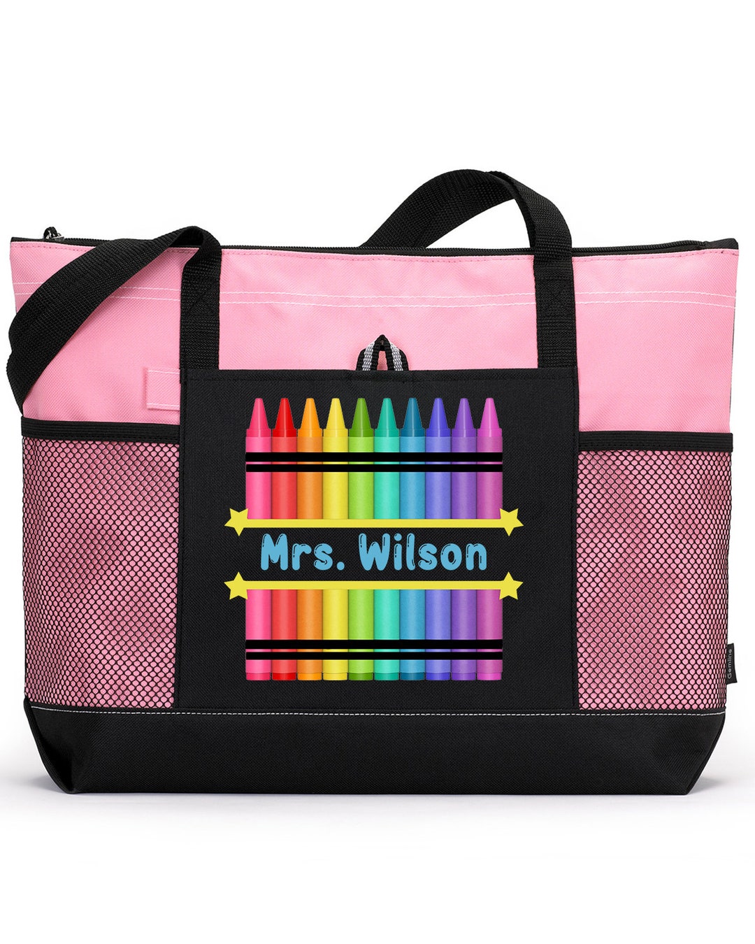 Personalized Teacher Crayon Tote Bag, Available in 7 Colors - Etsy
