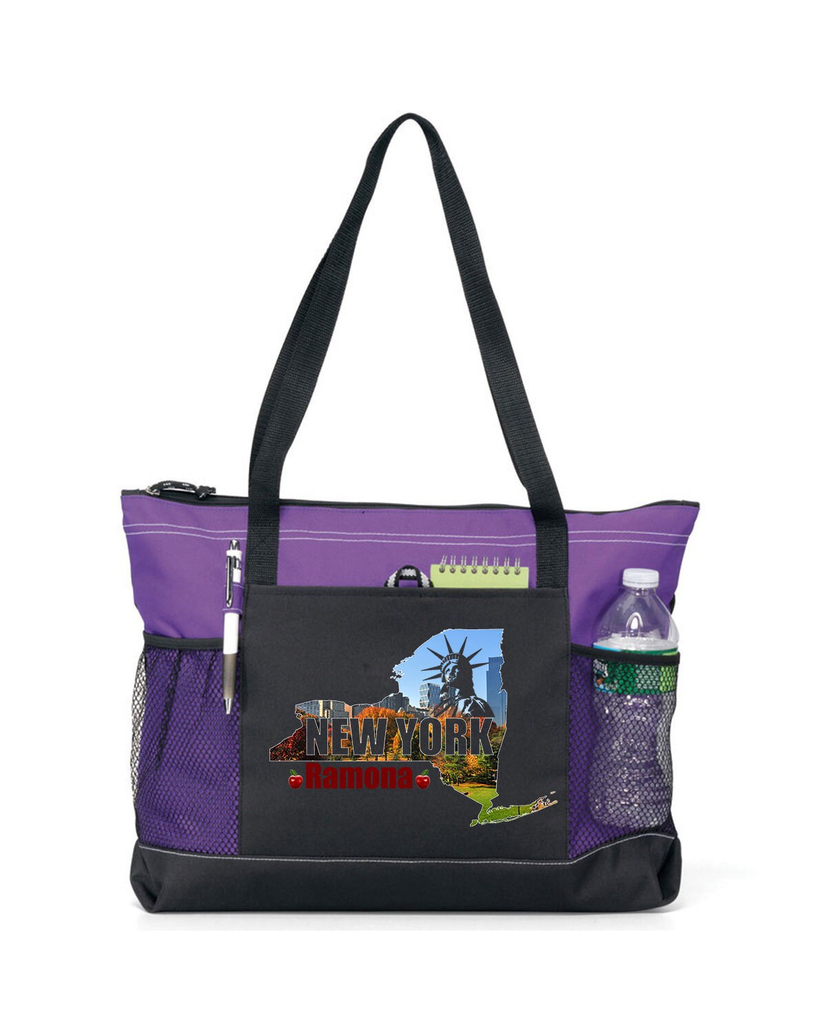 Personalized New York Apple Tote Bag Available in 7 Colors | Etsy