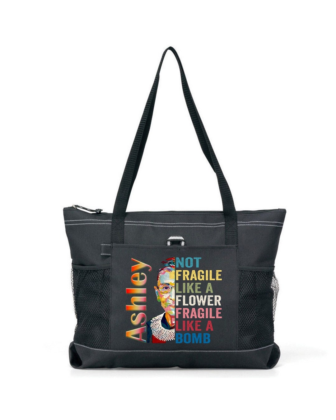 Personalisierte RBG Fragile Like a Bomb Tote Bag, Erhältlich in 7 ...