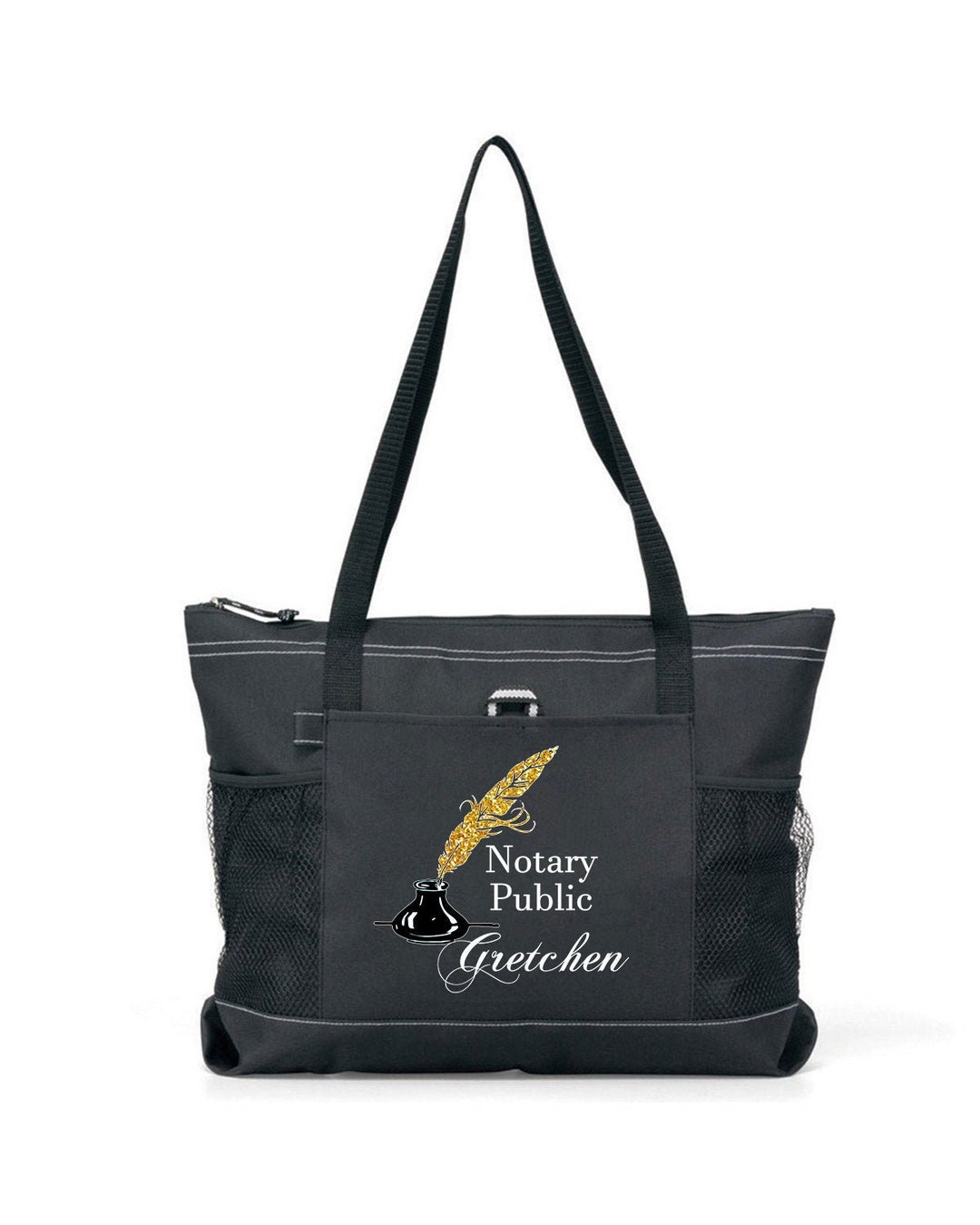 Personalized Good as Gold Notary Public Feather Tote Bag - Etsy