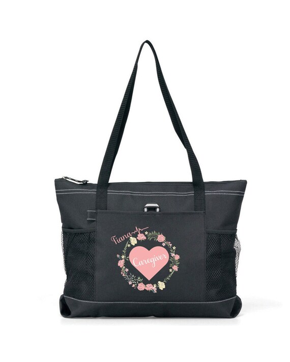 Personalized Floral Wreath Caregiver Tote Bag Available in 7 | Etsy