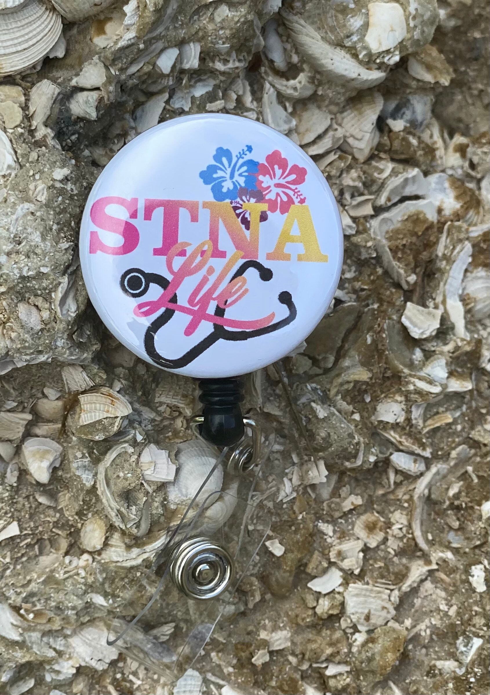 Personalized STNA Floral Retractable Badge Reel Belt or | Etsy