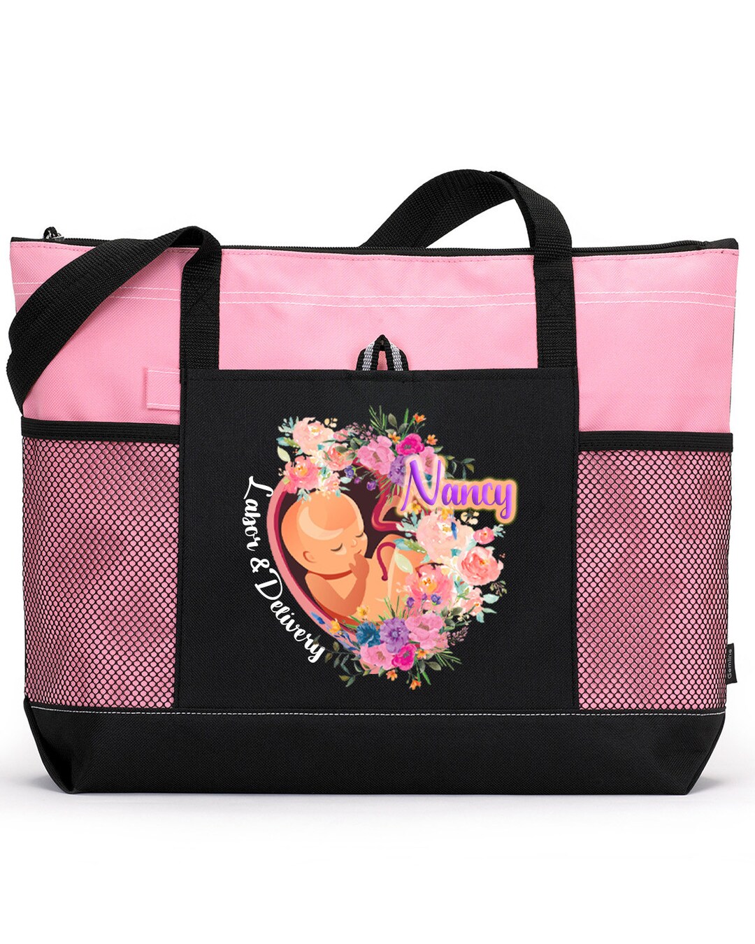 Personalized Labor and Delivery Floral Fetus Tote Bag, Available in 7 ...