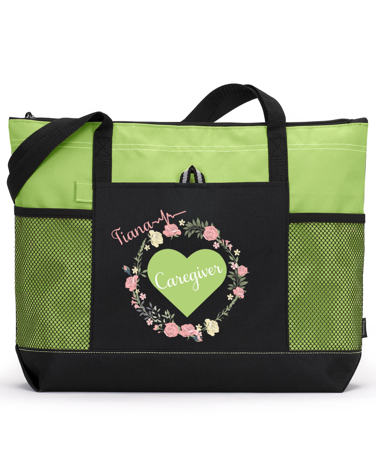Personalized Floral Wreath Caregiver Tote Bag Available in 7 | Etsy