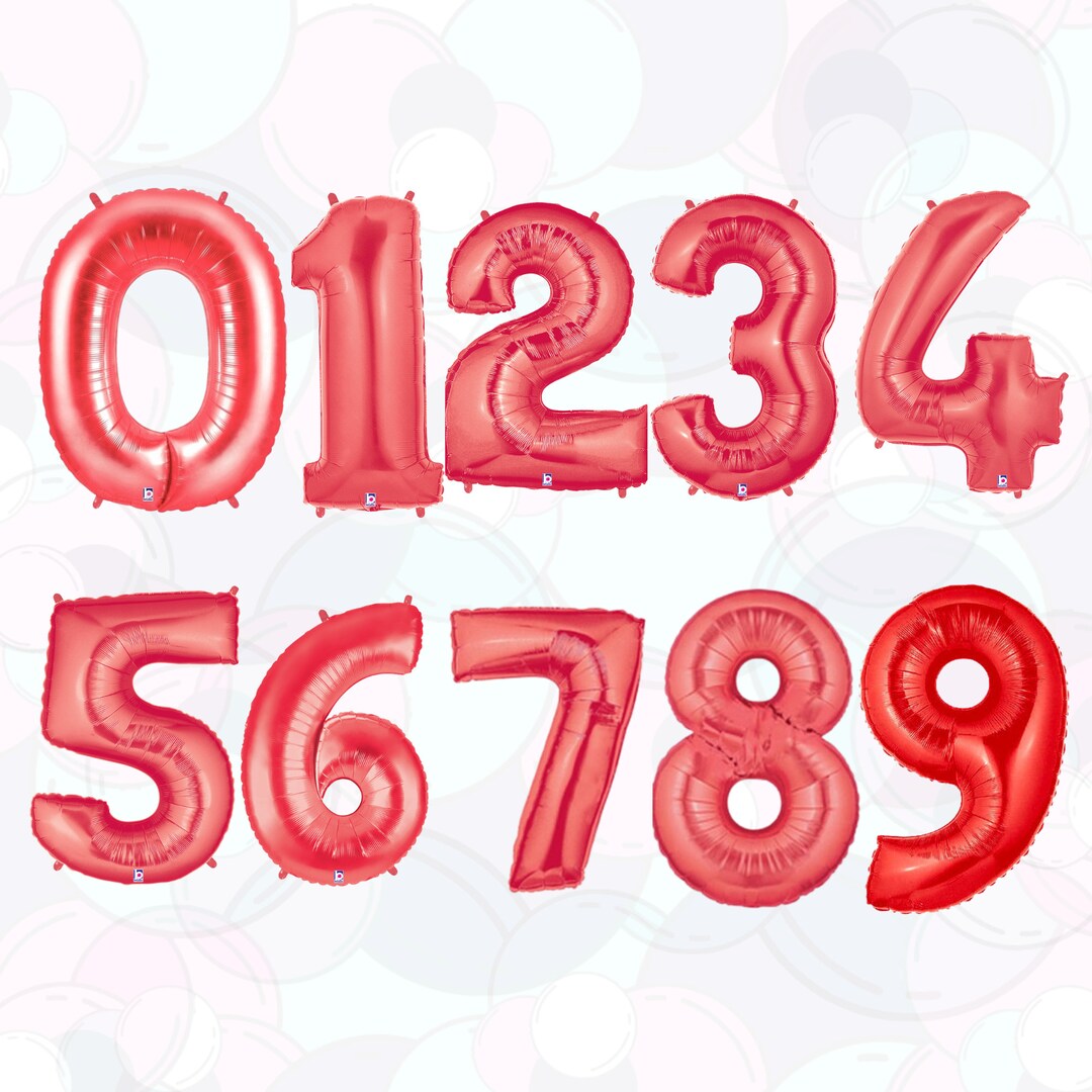 Jumbo Red Number Balloons, Red Number Balloon, Jumbo Red Balloon, Giant ...