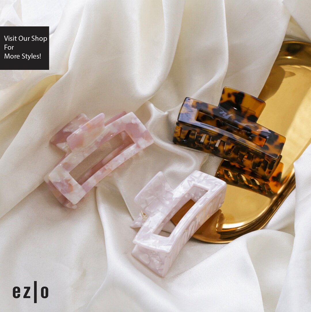 Rectangle Acrylic Marble Hair Claw Clips,tortoise Marble Rectangular ...