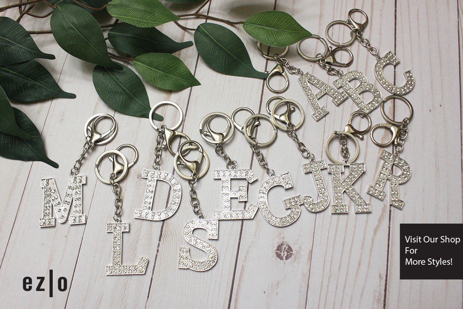 Letter Key Chain Initial Key Chain A-Z Key Chain Bling - Etsy