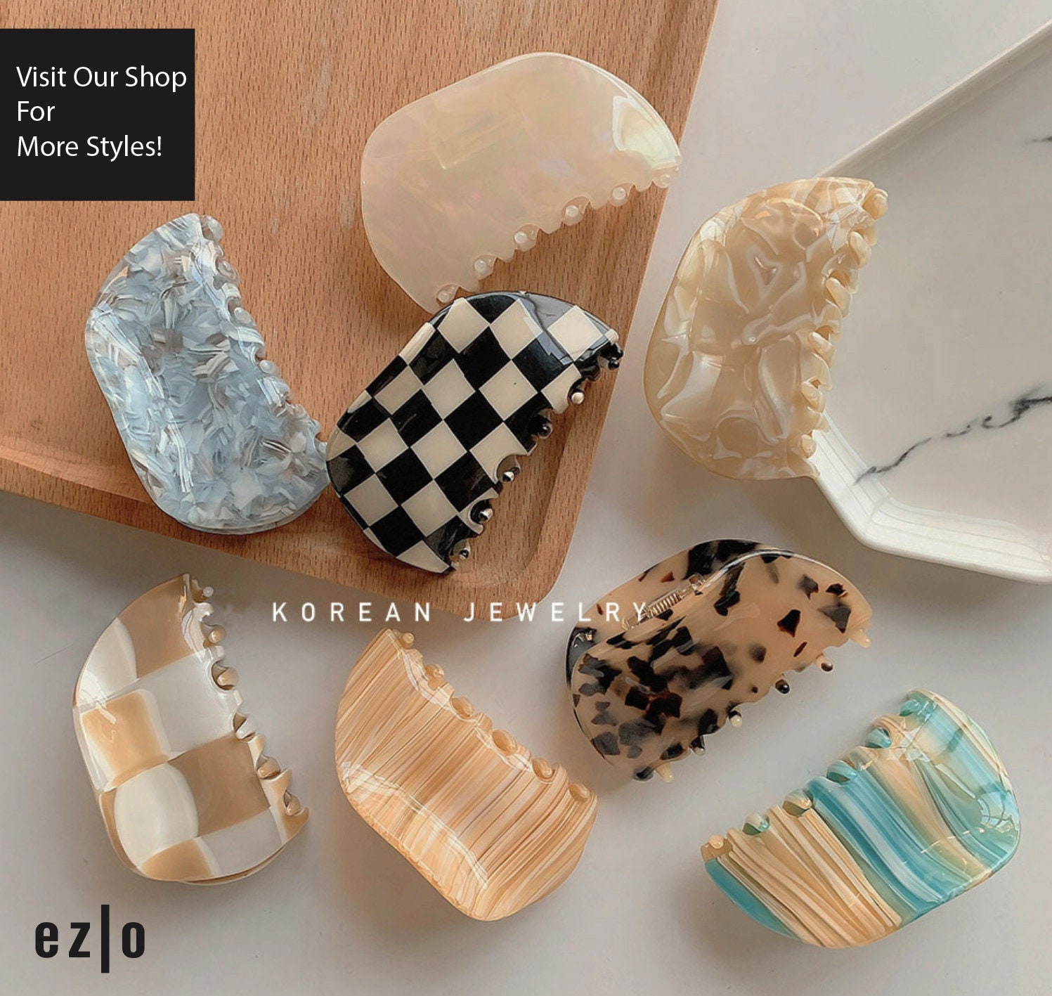 Marble Hair Claw Acrylic Hair Claw Hair Clips Fashion Women | Etsy