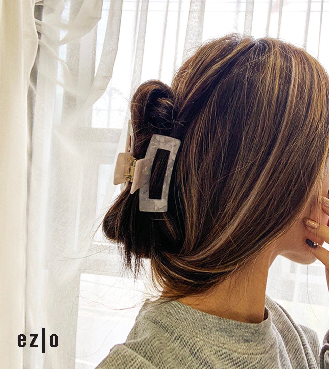 Rectangle Acrylic Marble Hair Claw Clipstortoise Marble - Etsy