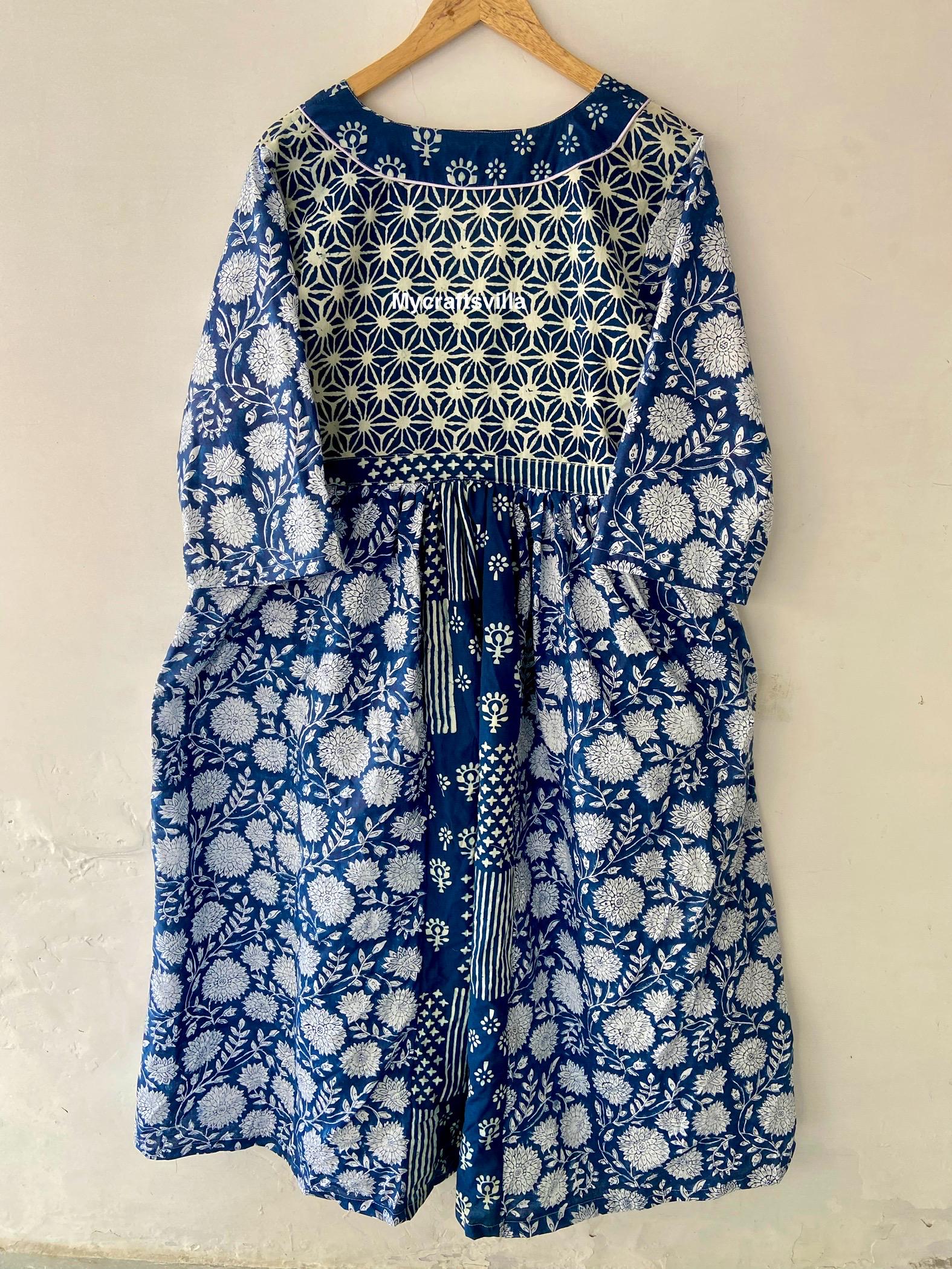 New Patchwork Cotton Blockprint Dress,women Wear Dress,long and Short ...