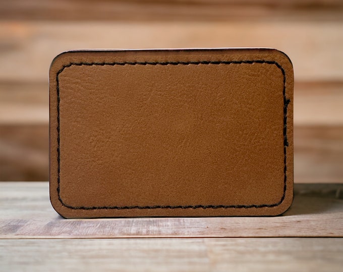 Set of 5 Blank Rawhide Laserable Leatherette Rectangle Patch With Adhesive, Hat Patch, Glowforge ...