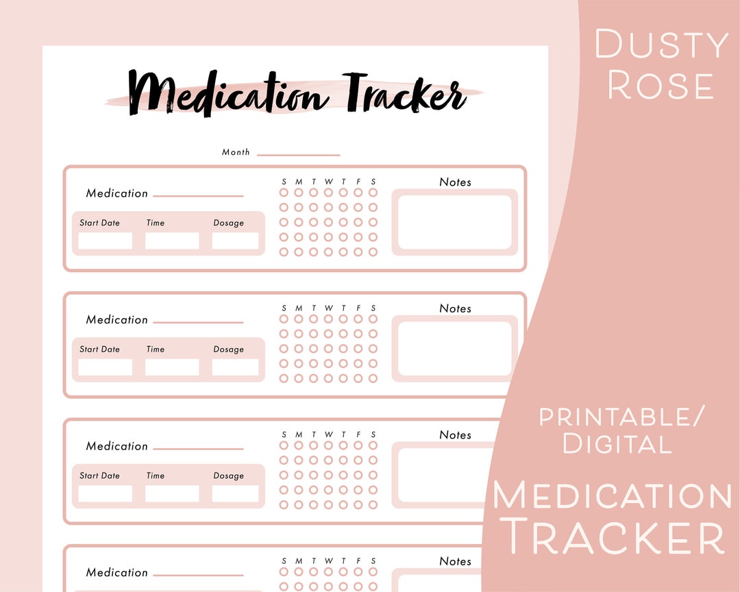 MEDICATION TRACKER, Printable Medication Tracker, Dosage Chart - Etsy