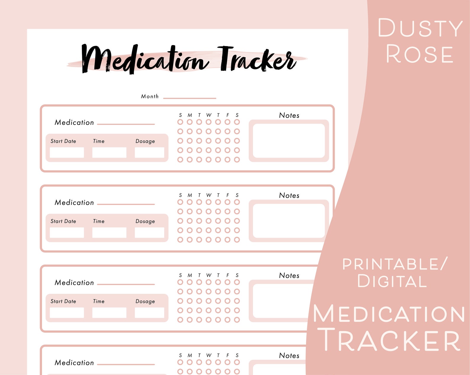 MEDICATION TRACKER, Printable Medication Tracker, Dosage Chart - Etsy