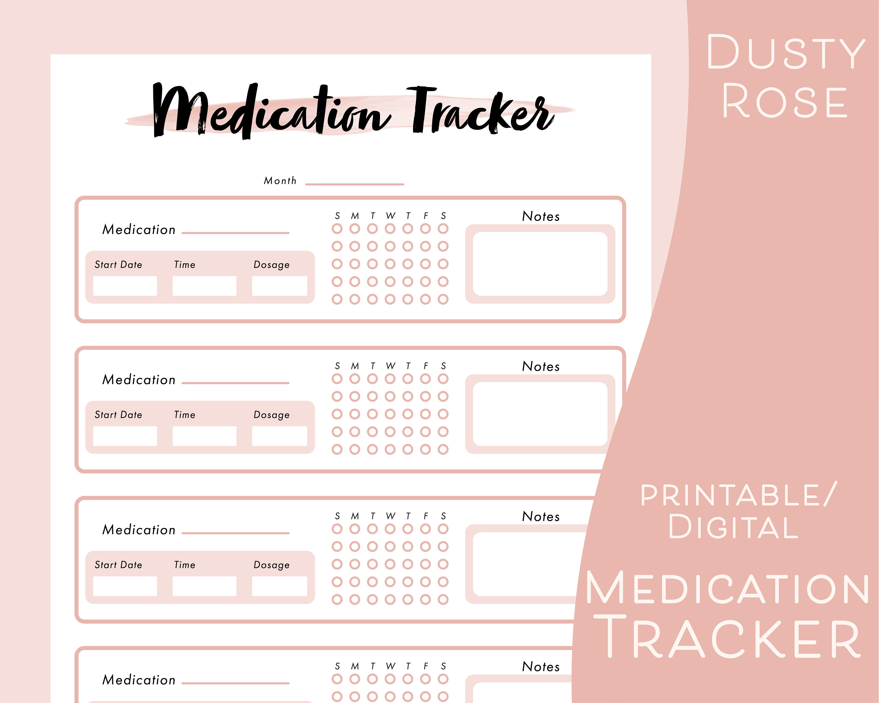 MEDICATION TRACKER, Printable Medication Tracker, Dosage Chart - Etsy