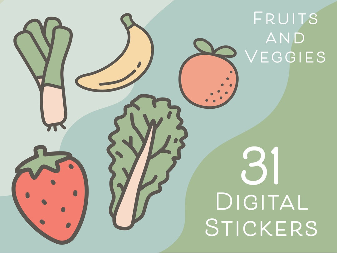 31+ DIGITAL STICKER Food Fruit and Vegetable Meal Plan Prep Digital ...