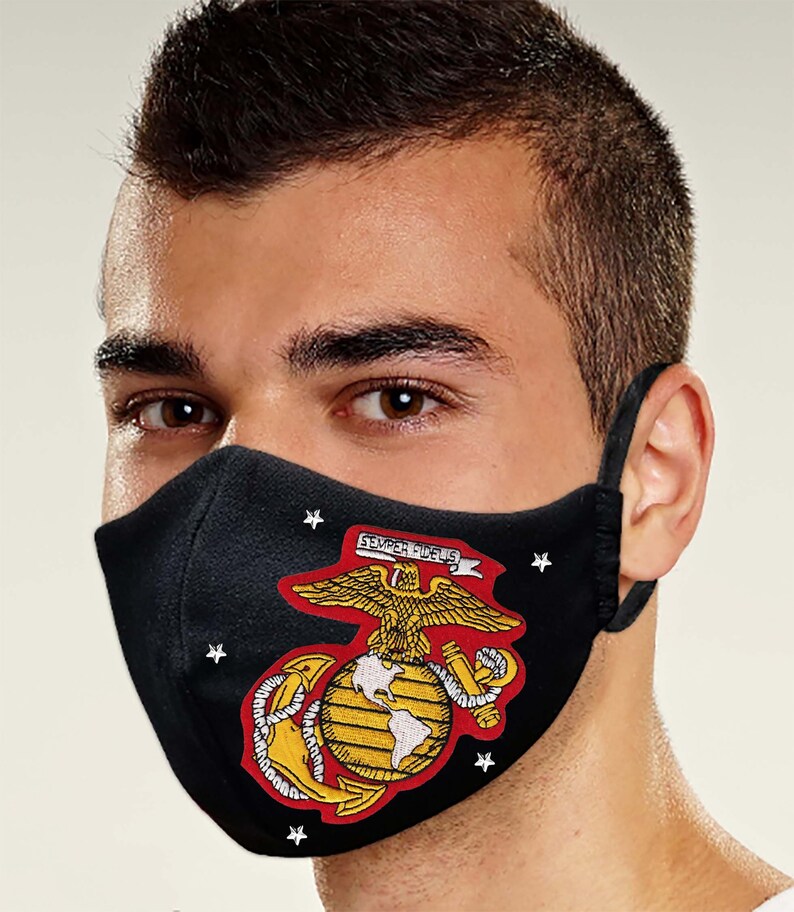 US Marine Corps Face Mask with Filter Pocket Embroidered w/ | Etsy