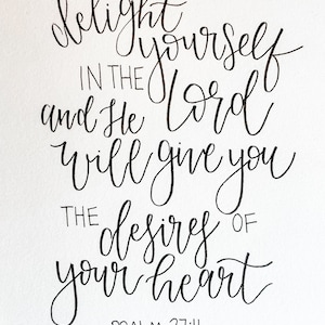 Hand Lettered Scripture Original Art psalm 37:4 - Etsy