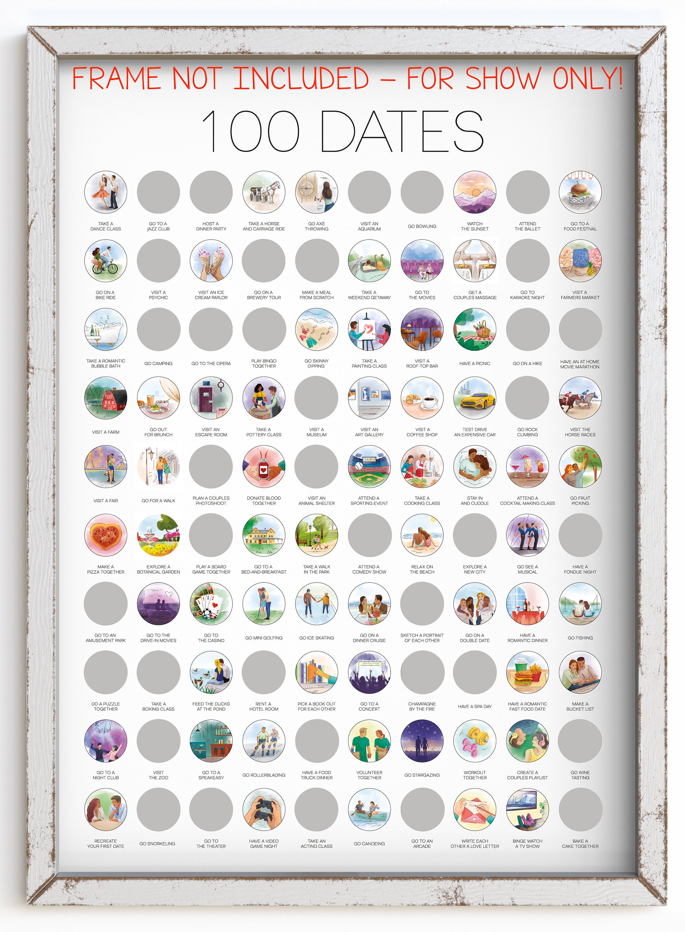 100 Dates Scratch Off Poster Engagement Gifts Couples Gift | Etsy