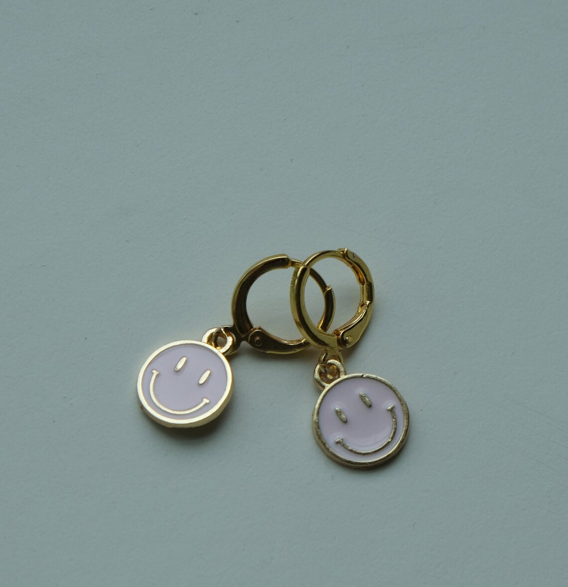 Gold Smiley Face Dangle Earrings - Etsy