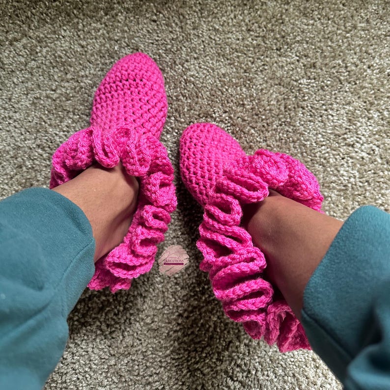 Crochet Ruffle Footies | Ruffled Slipper Socks | Cozy Handmade House ...